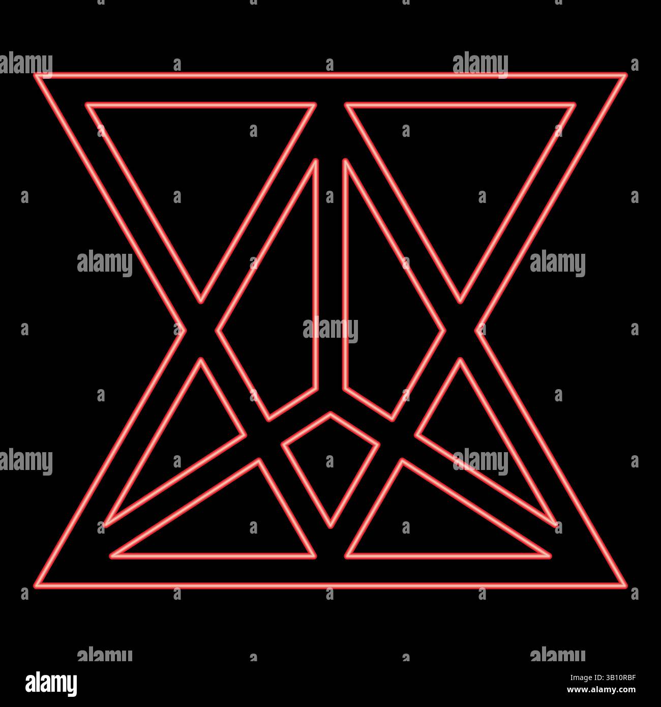 Neon star tetrahedron Sacred geometry red color vector illustration ...