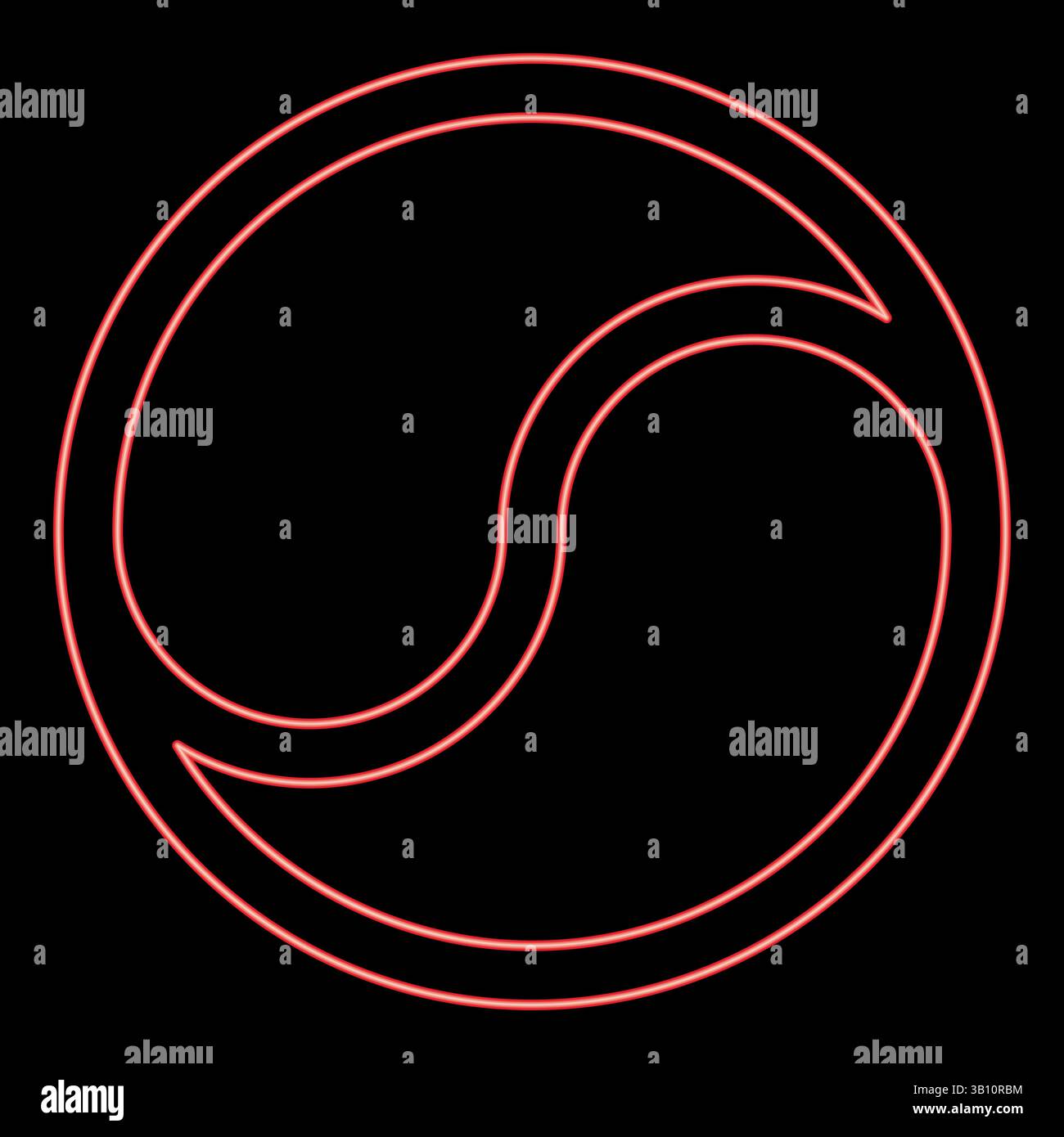 Neon yin Yang Taoism symbol harmony equilibrium concept red color ...
