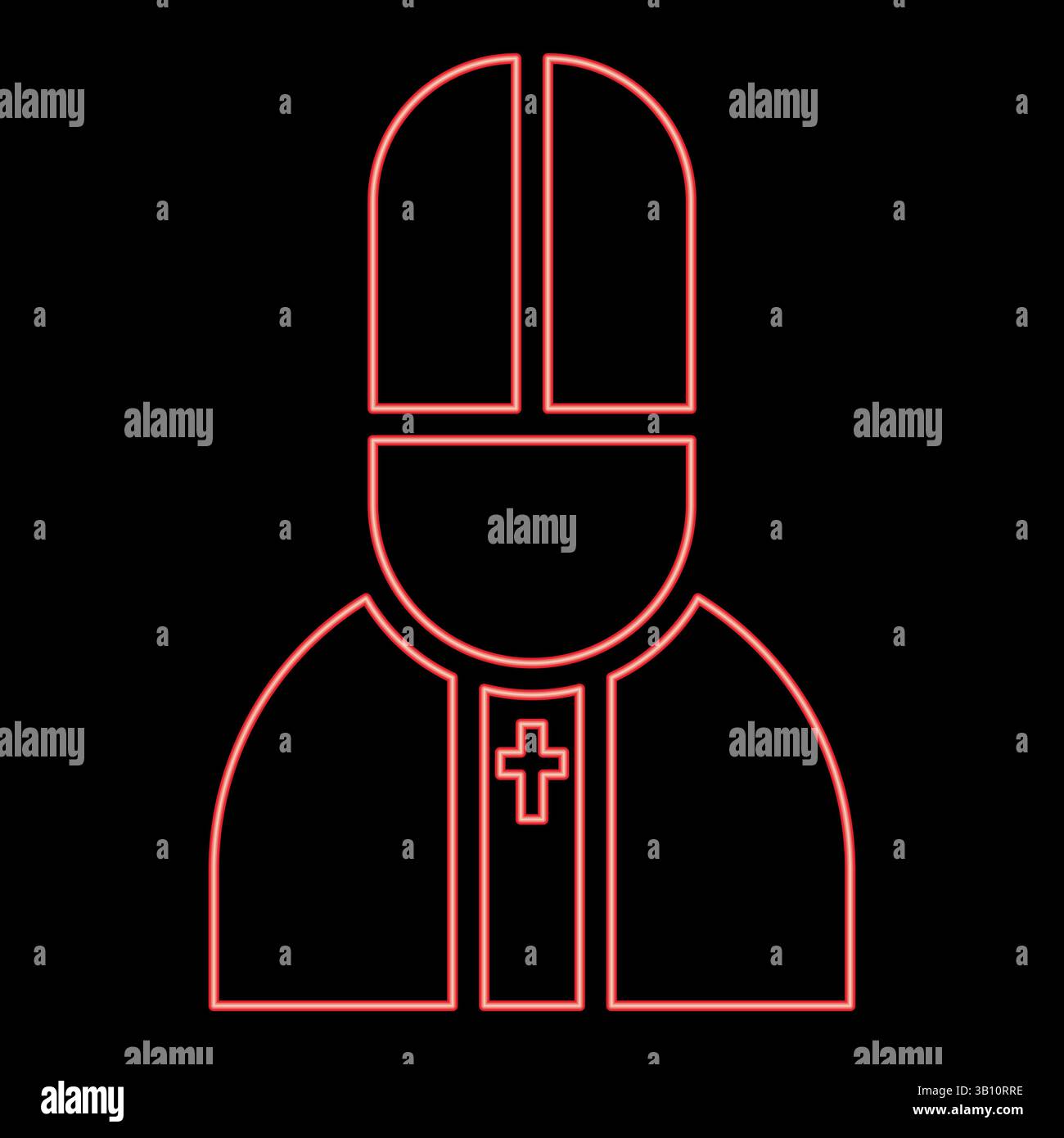 Neon pope catolic Man Church bishop red color vector illustration image ...