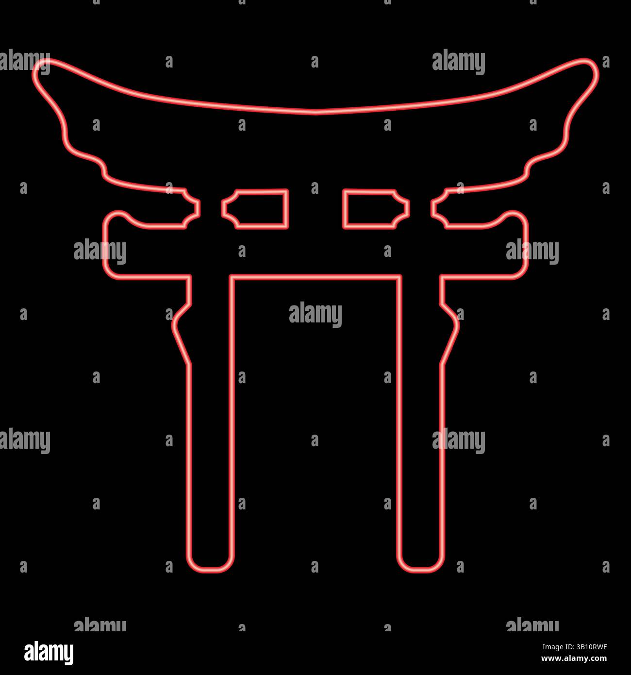 Neon torri gate symbol Shinto Japanese Arch Asian Toria travel concept ...