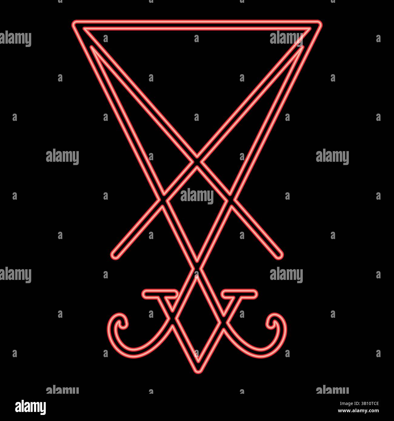 Neon lucifer's sign seal Satan Lucifer symbol red color vector ...