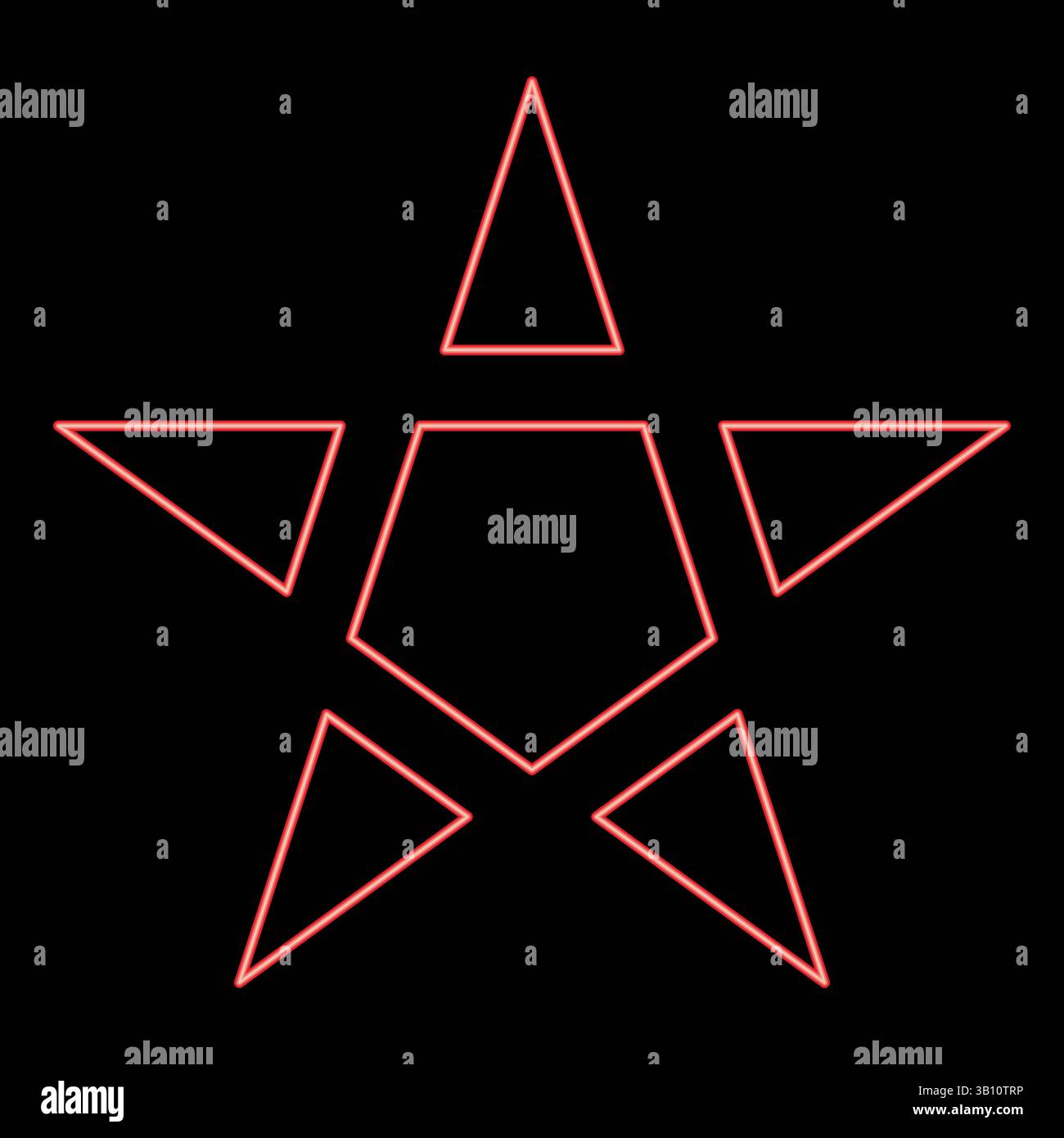 Neon pentagram Neo paganism sign five pointed star red color vector ...