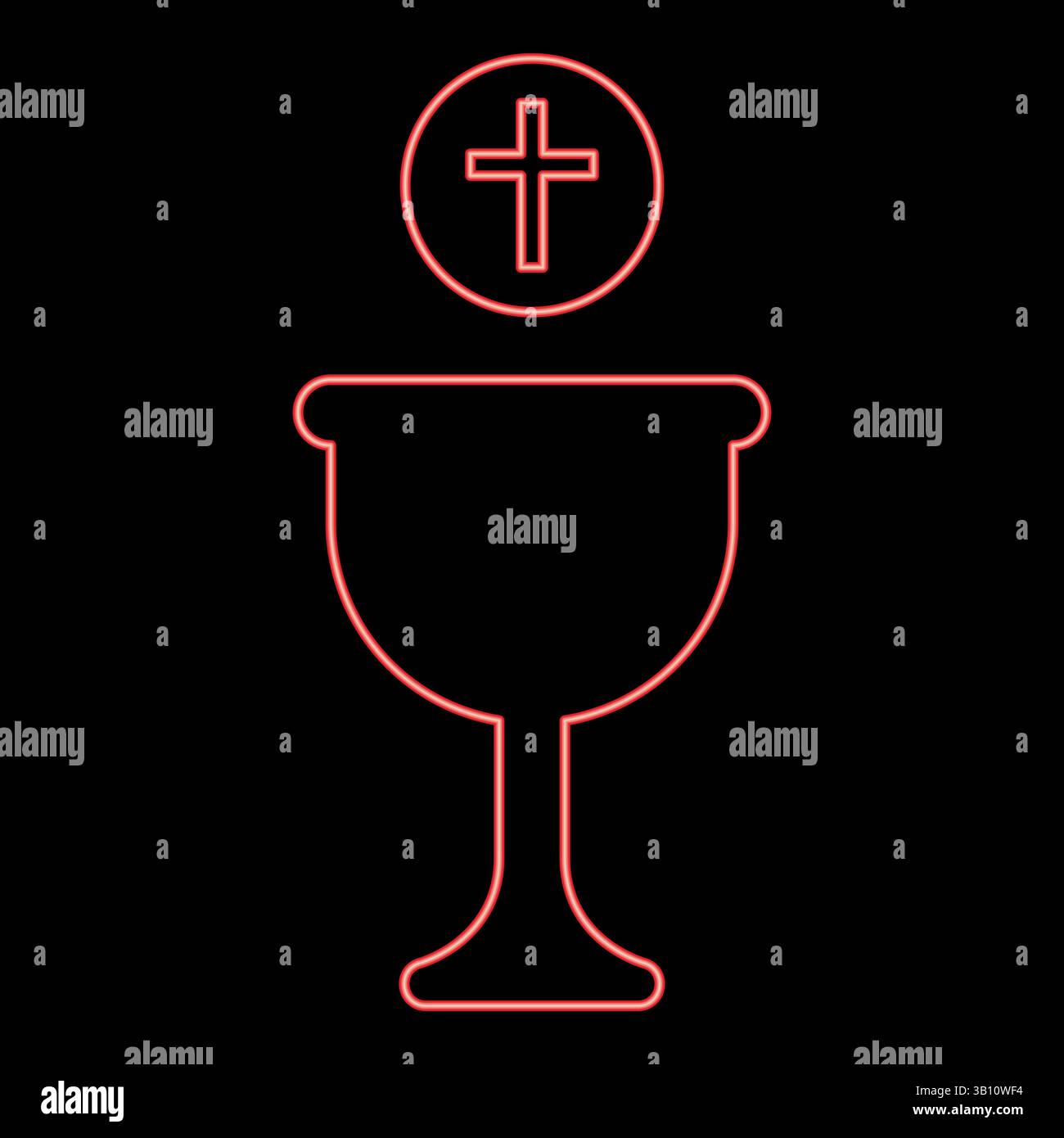 Neon corpus christi holy communion red color vector illustration image ...