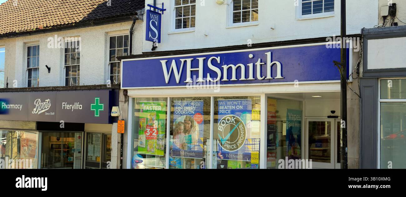 W H Smith shop front with signage and logo, Chepstow, Monmouthshire ...