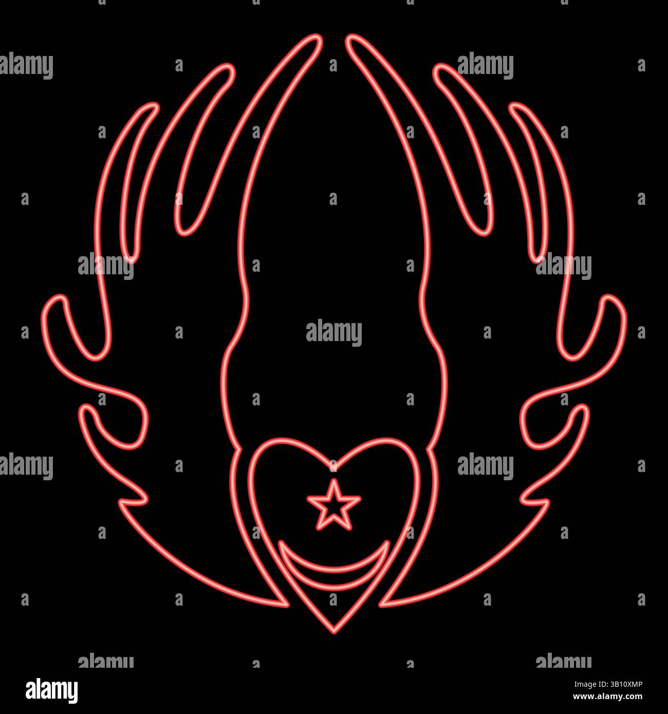 Neon inyyyati's tugy wing heart Universal Sufism symbol red color ...