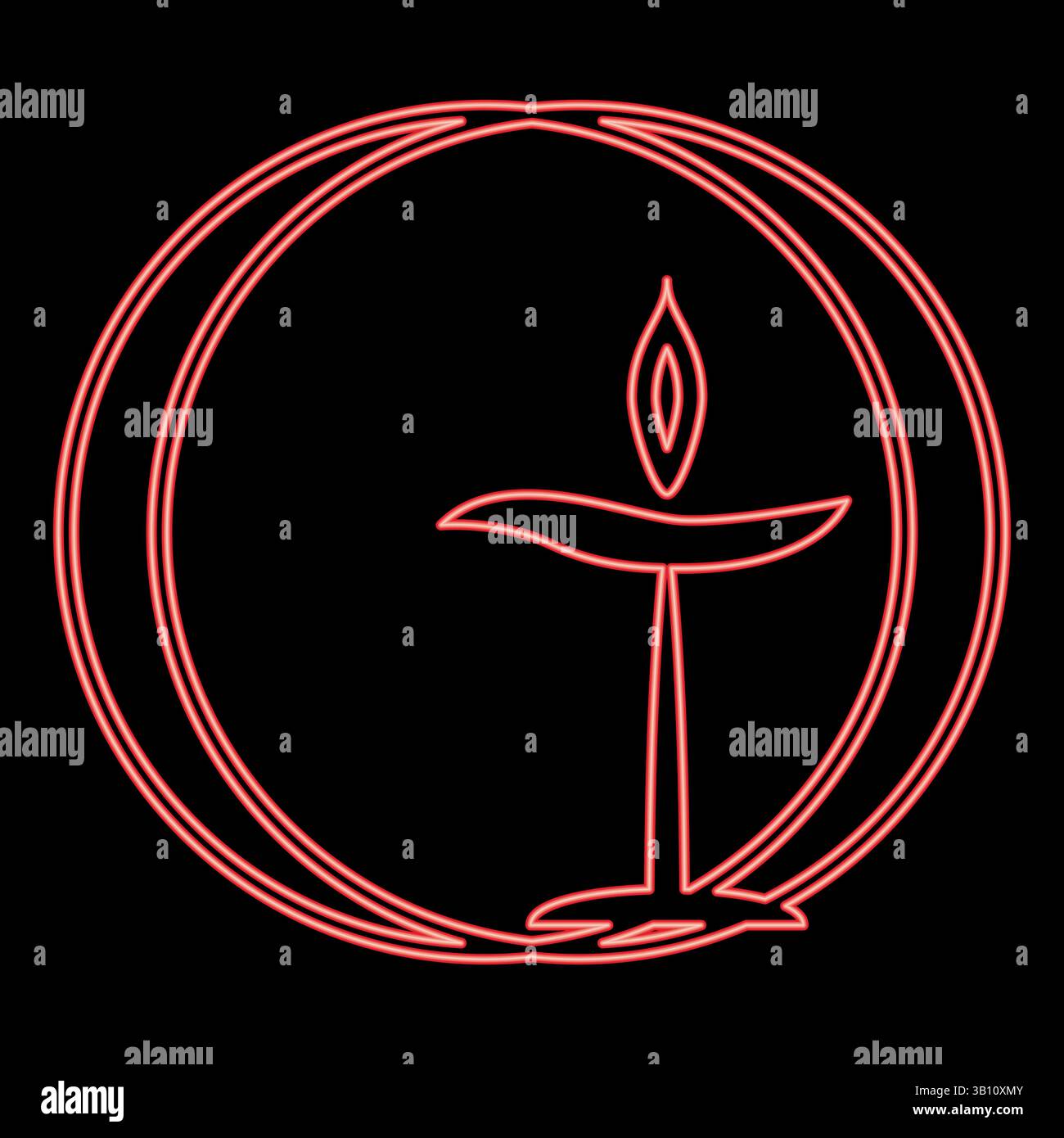 Neon flaming chalice symbol Unitarian universalism concept red color ...