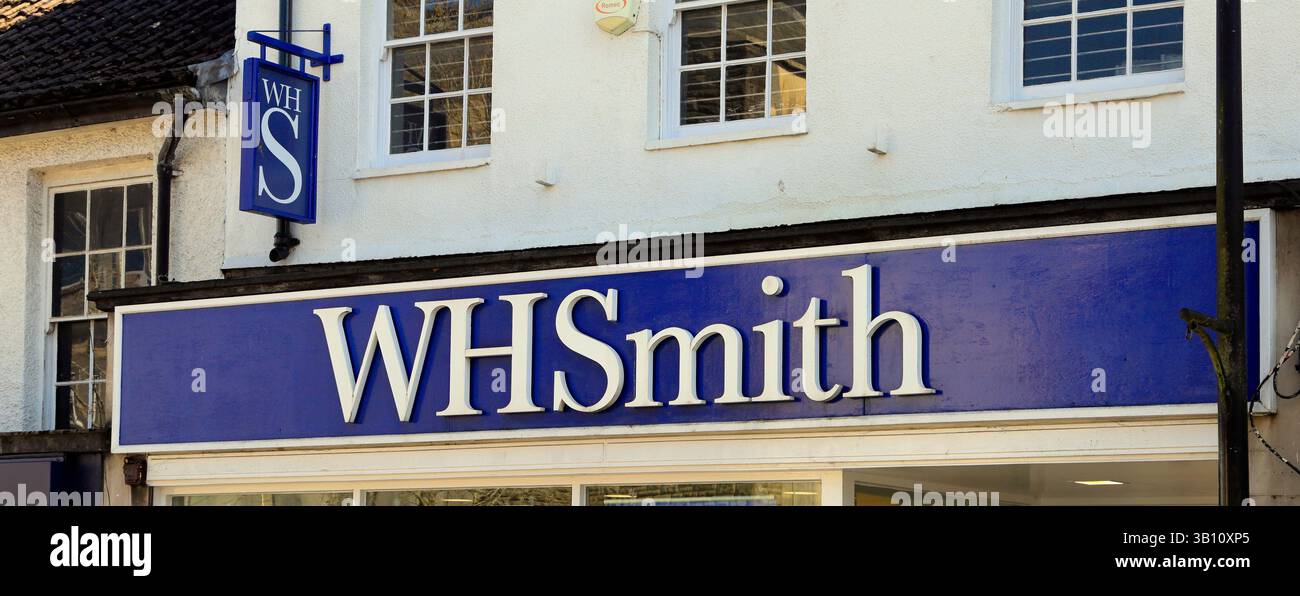 W H Smith shop front with signage and logo, Chepstow, Monmouthshire ...