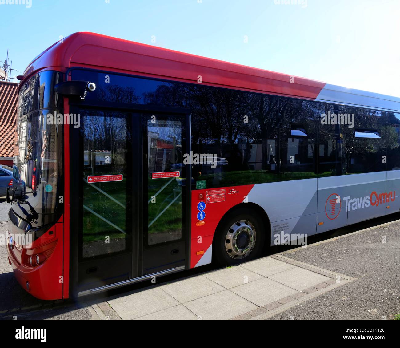 Traws Cymru single decker red bus at Chepstow, Monmouthshire, South ...