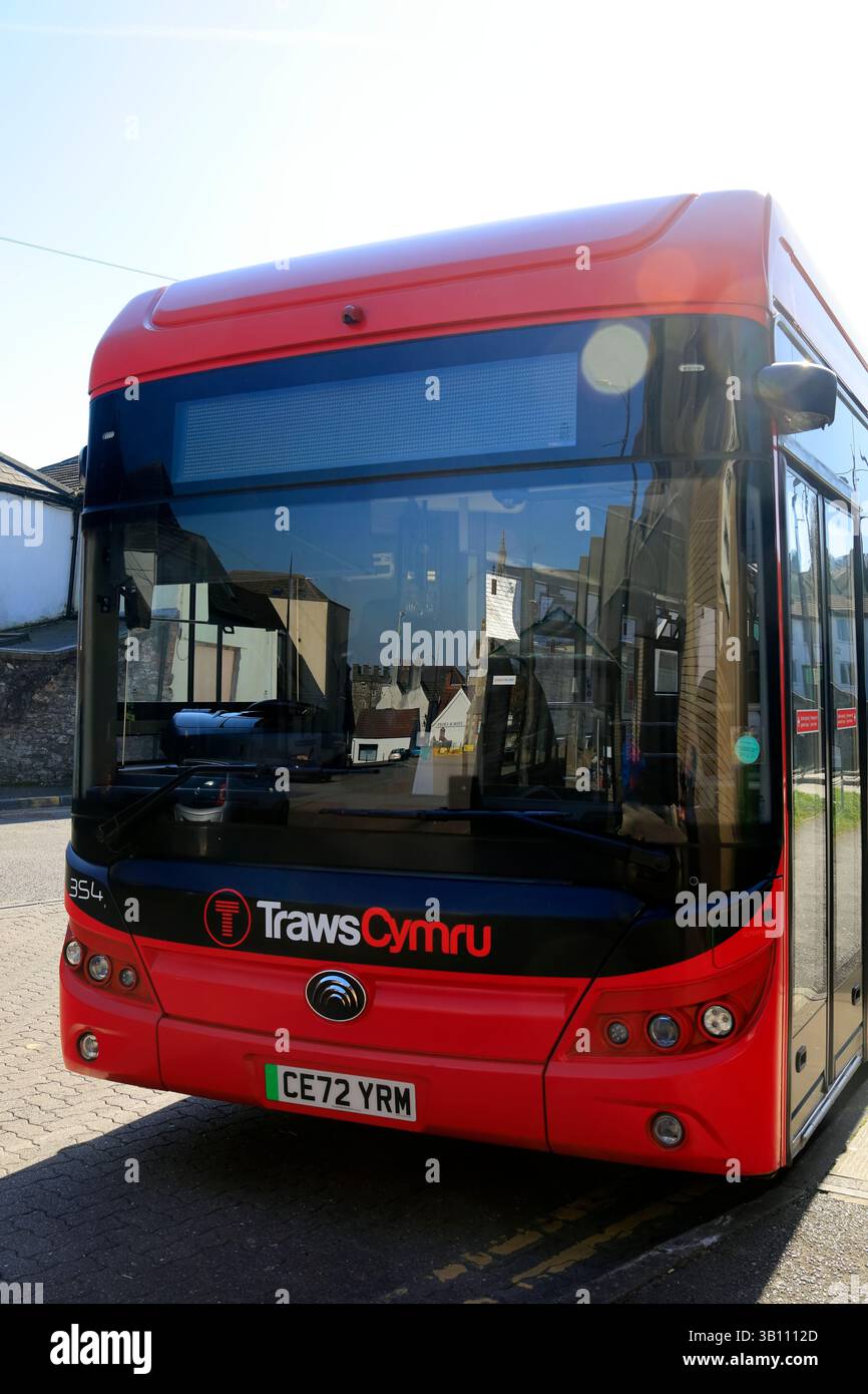 Traws Cymru single decker red bus at Chepstow, Monmouthshire, South ...