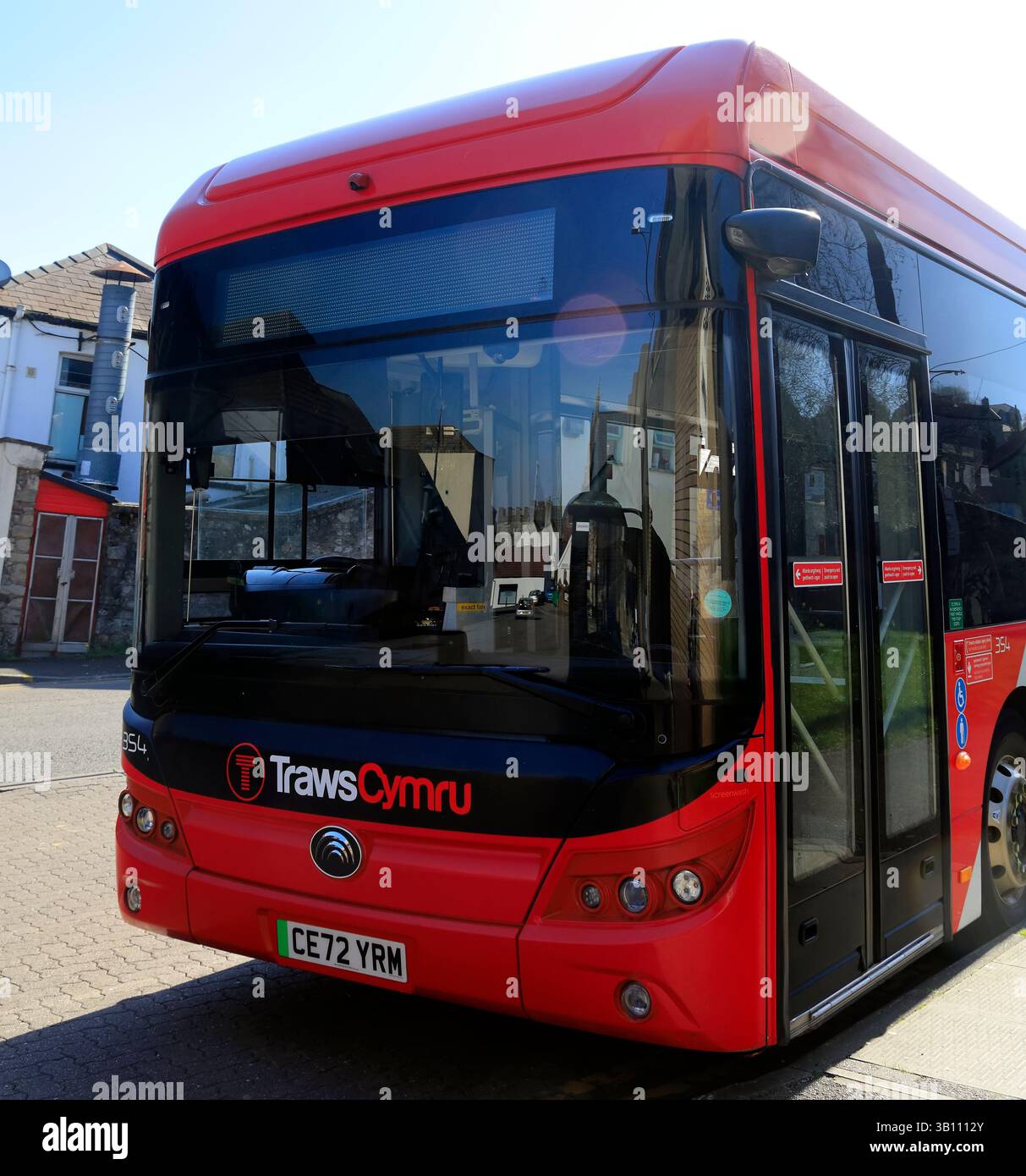 Traws Cymru single decker red bus at Chepstow, Monmouthshire, South ...