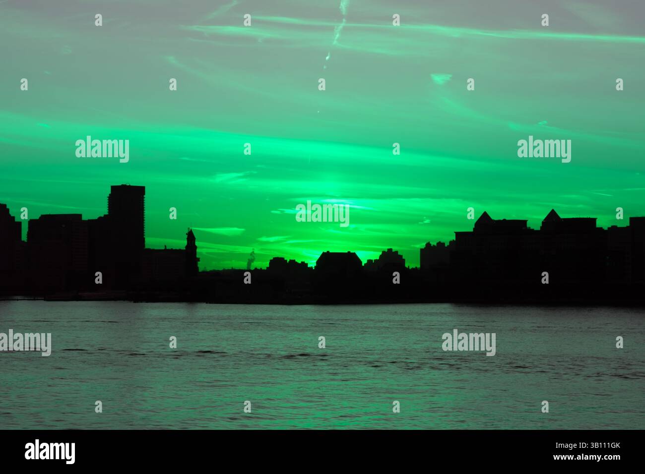 High rise buildings in New York skyline from across water Stock Photo ...