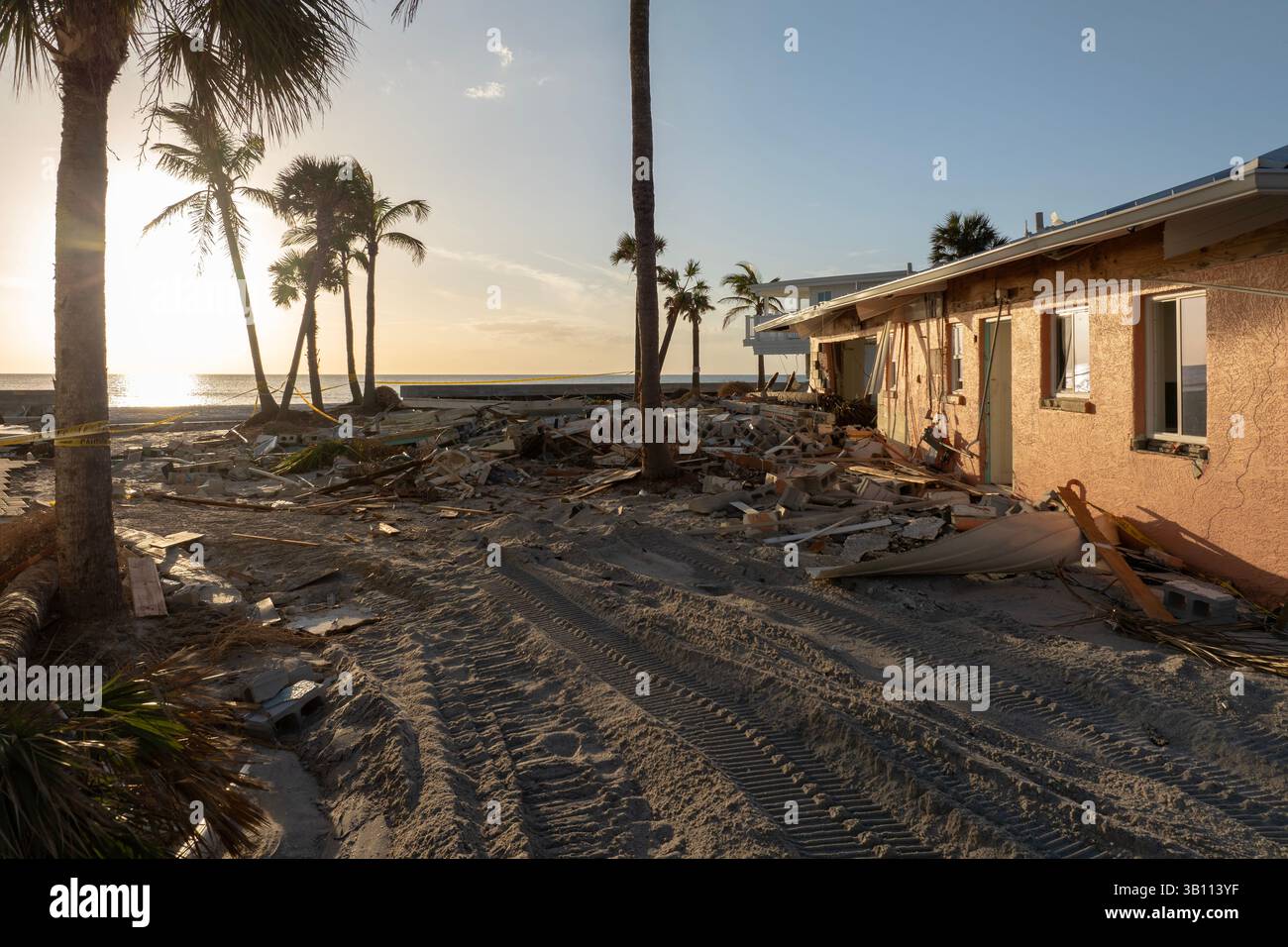 Storm surge severe damage to residential houses on ocean shore after ...