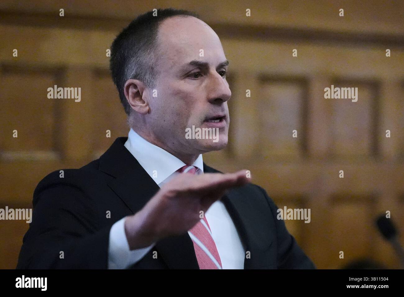 Defense attorney David Yannetti gestures while asking a question during ...