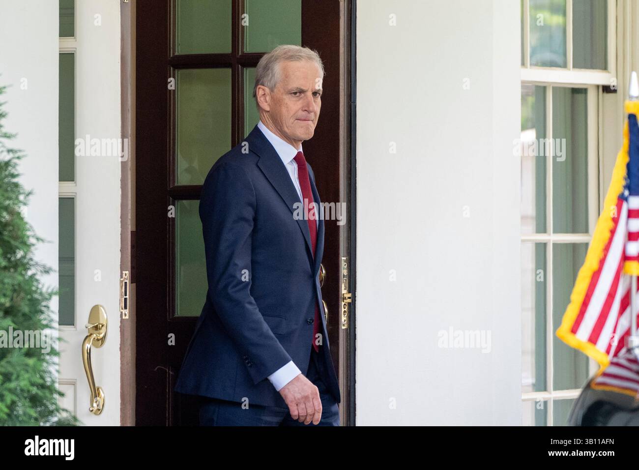 Norwegian Prime Minister Jonas Gahr Støre departs after meeting with ...