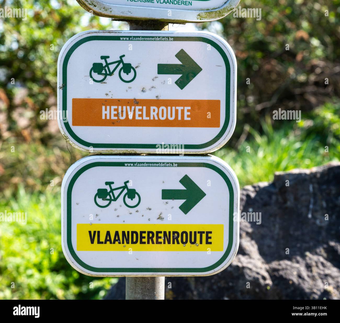 Flemish bicycle direction signs in Halluin, Département du Nord, France ...