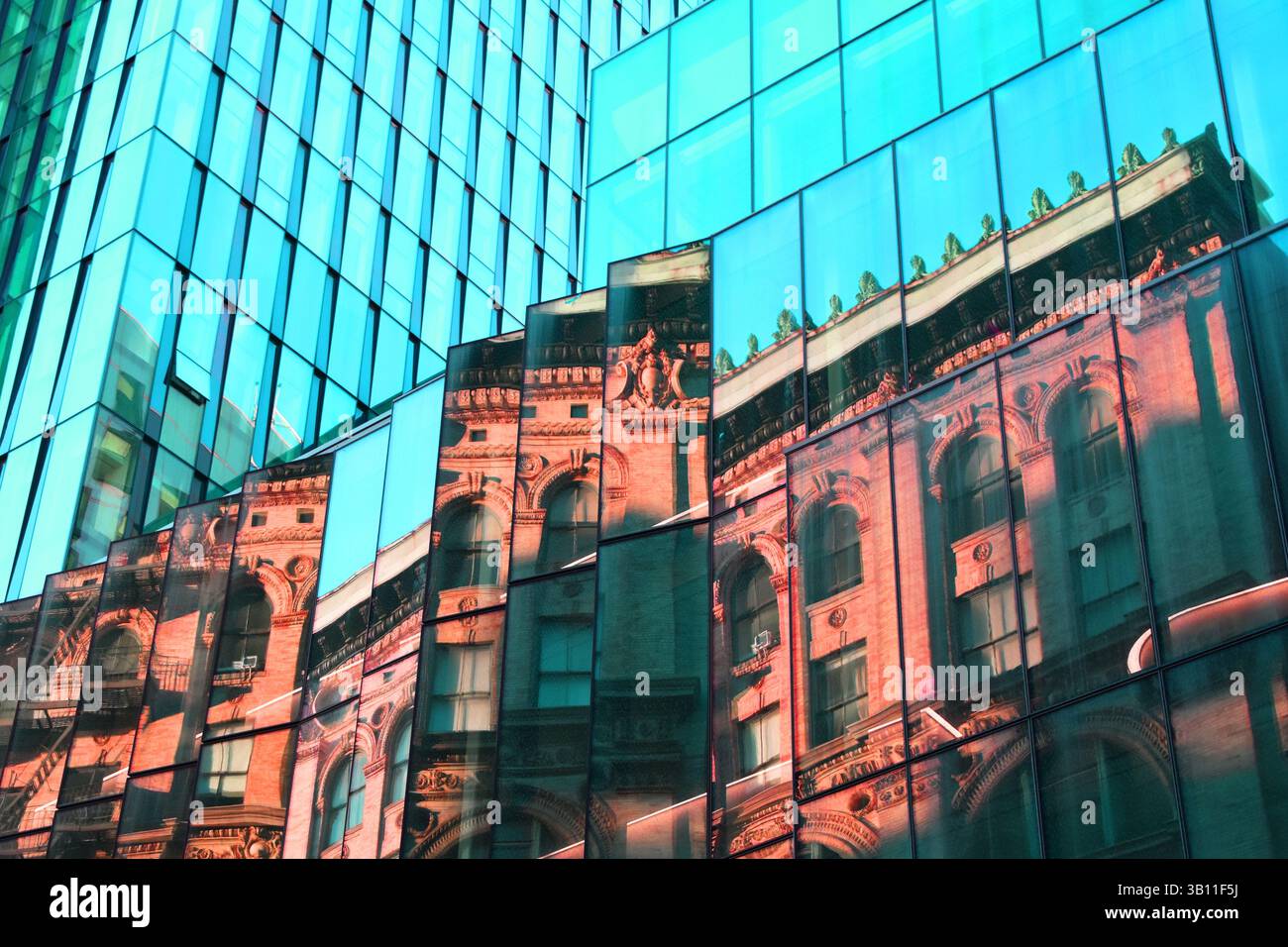 Urban skyline with tall glass buildings and corporate architecture ...