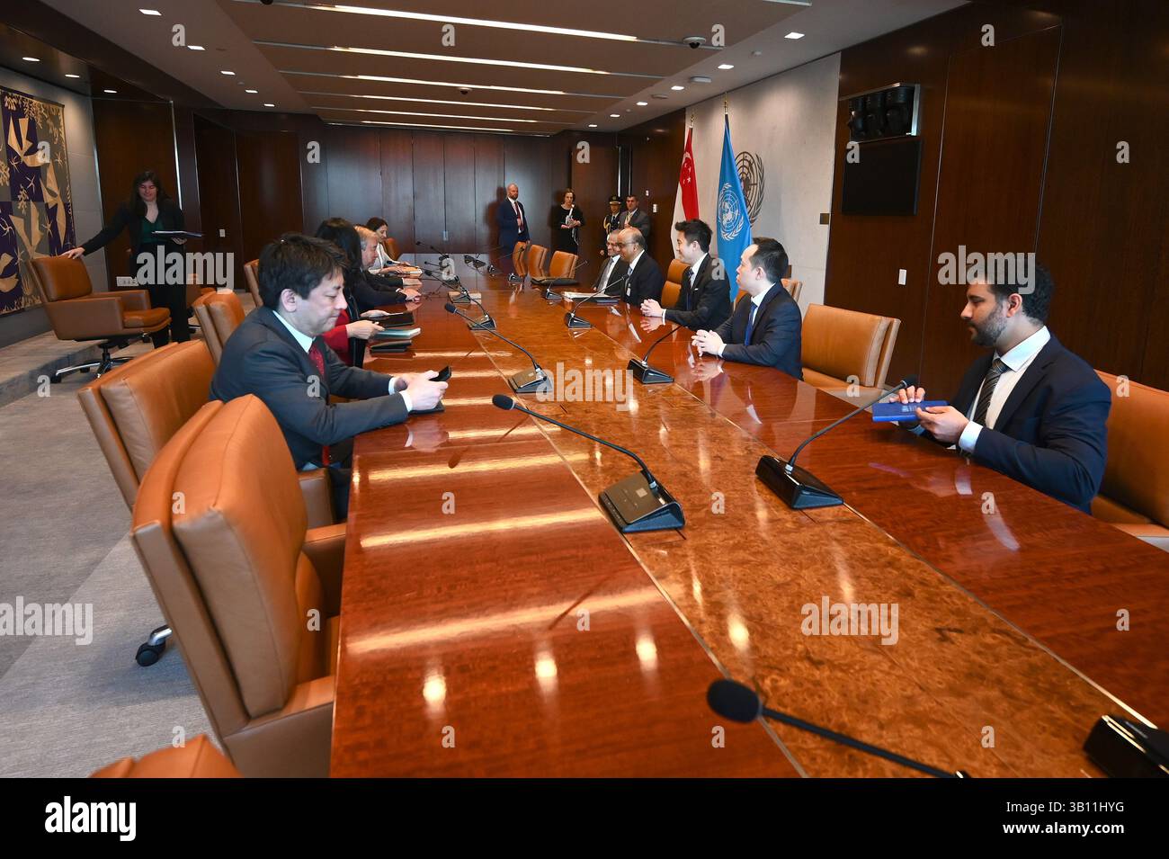 New York, USA. 24th Apr, 2025. Tharman Shanmugaratnam (4-r), President ...