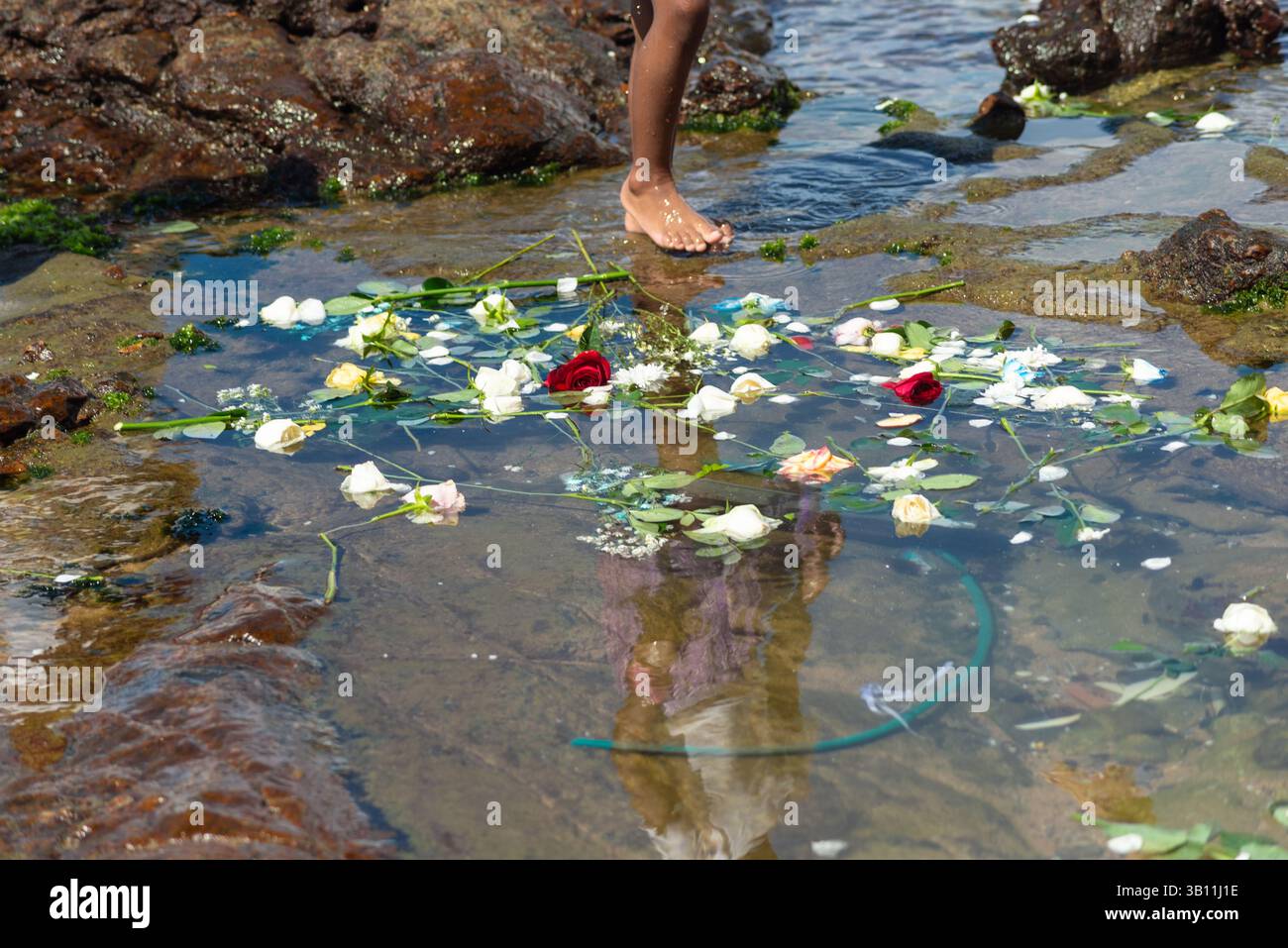 A Candomble follower is seen on the beach during an Iemanja party in ...