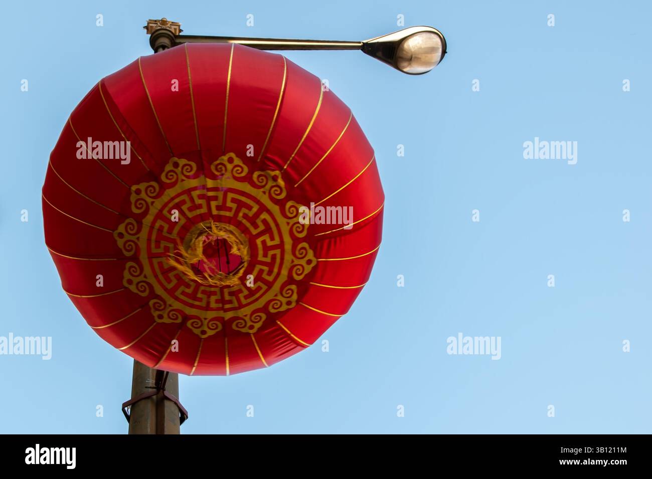 Red chinese paper lantern on blue sky background hi-res stock ...