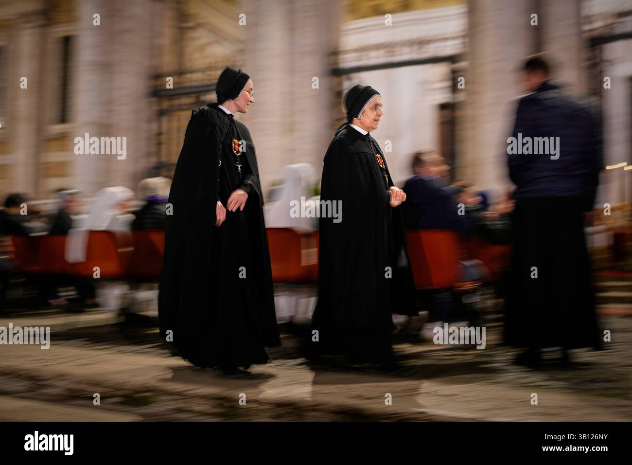Nuns arrive for a rosary prayer outside the Santa Maria Maggiore ...