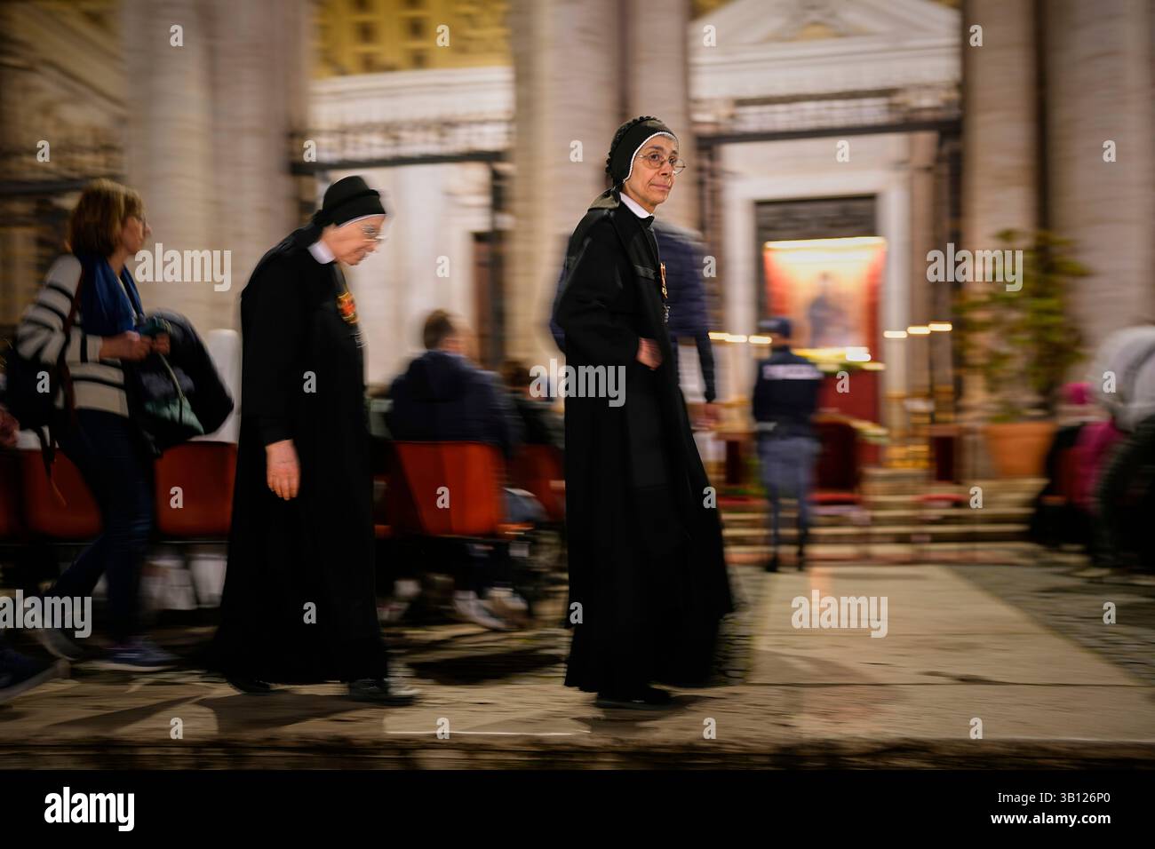 Nuns arrive for a rosary prayer outside the Santa Maria Maggiore ...