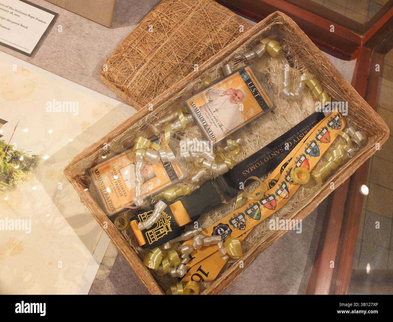 The identification card (ID) worn by Pope Francis during his January ...