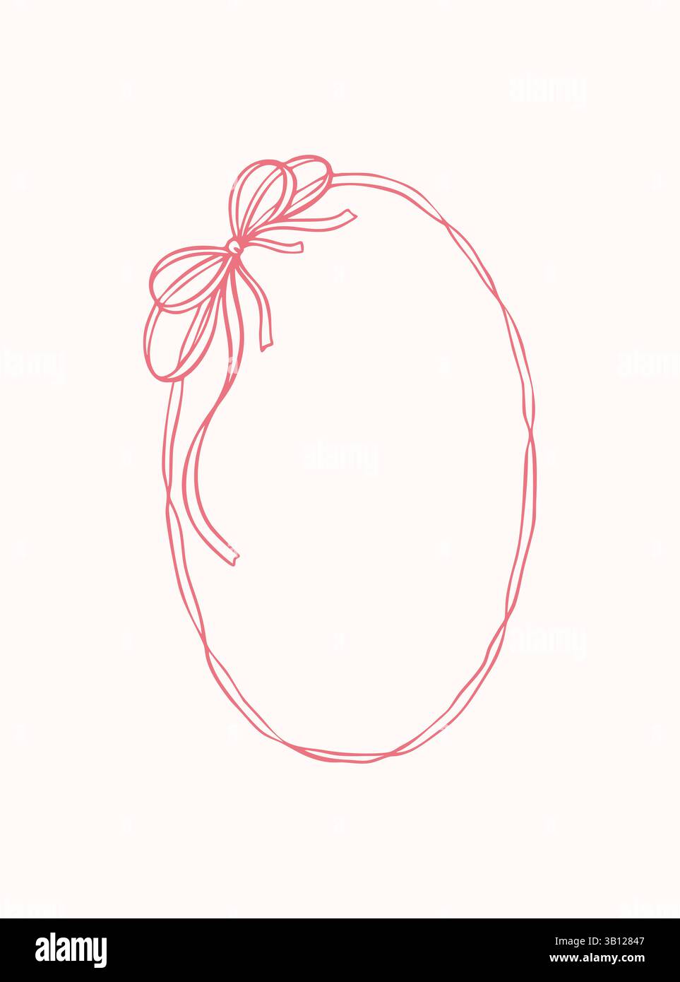 Oval girlish ribbon frame with bow. Valentines day, Christmas, wedding ...