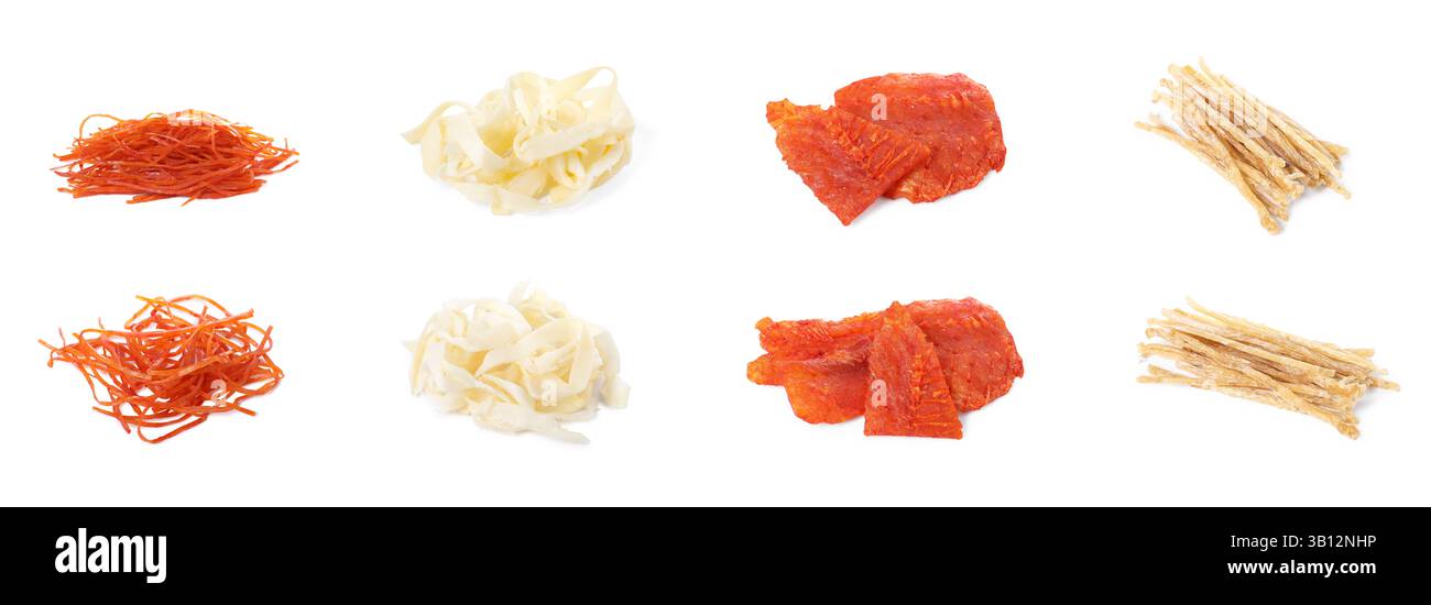 Dried fish snacks isolated on white, set Stock Photo - Alamy