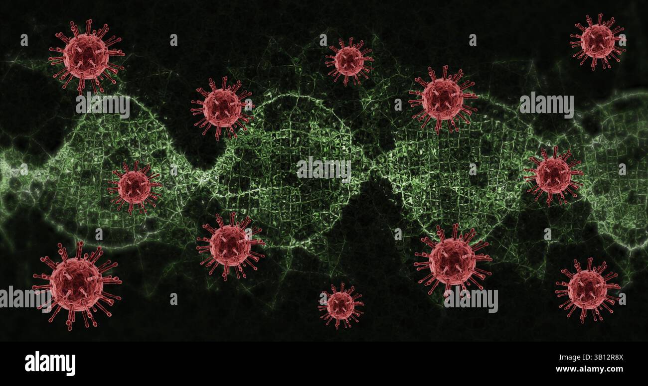 Image of virus cells over dna strands. global science and digital ...