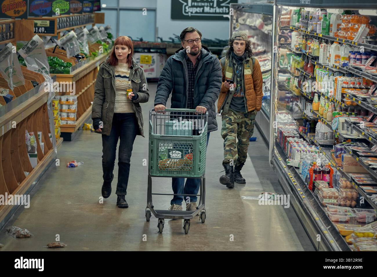 Jennifer Lawrence, Leonardo DiCaprio, Timothee Chalamet, "Don't Look Up ...