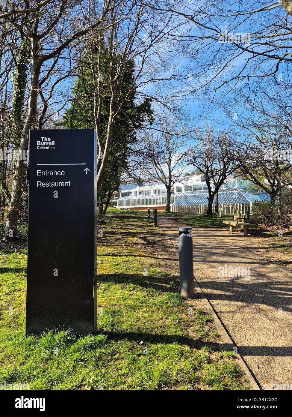 The Burrell Collection at Pollok Country Park, Glasgow Scotland. Sign ...
