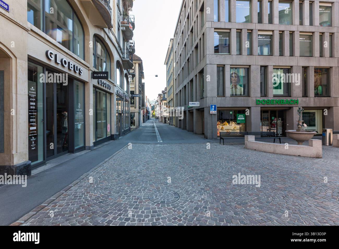 Lucerne, Switzerland: empty streets in downtown Lucerne during Covid ...