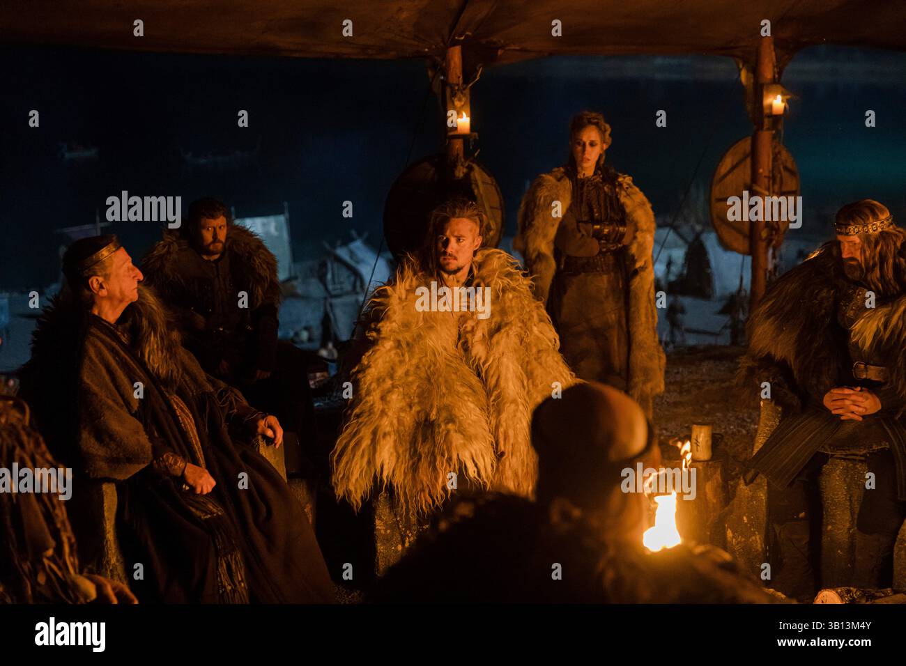 (L to R) John Buick as King Owain, Ross Anderson as Domnal, Alexander ...