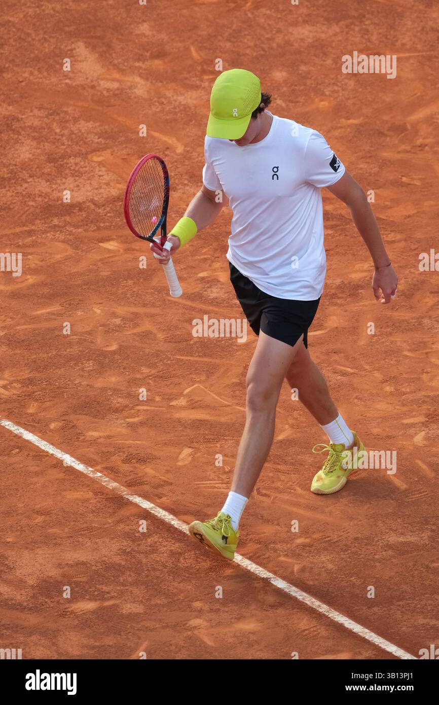 Joao Fonseca of Brazil in action against Elmer Moller the Mutua Madrid ...
