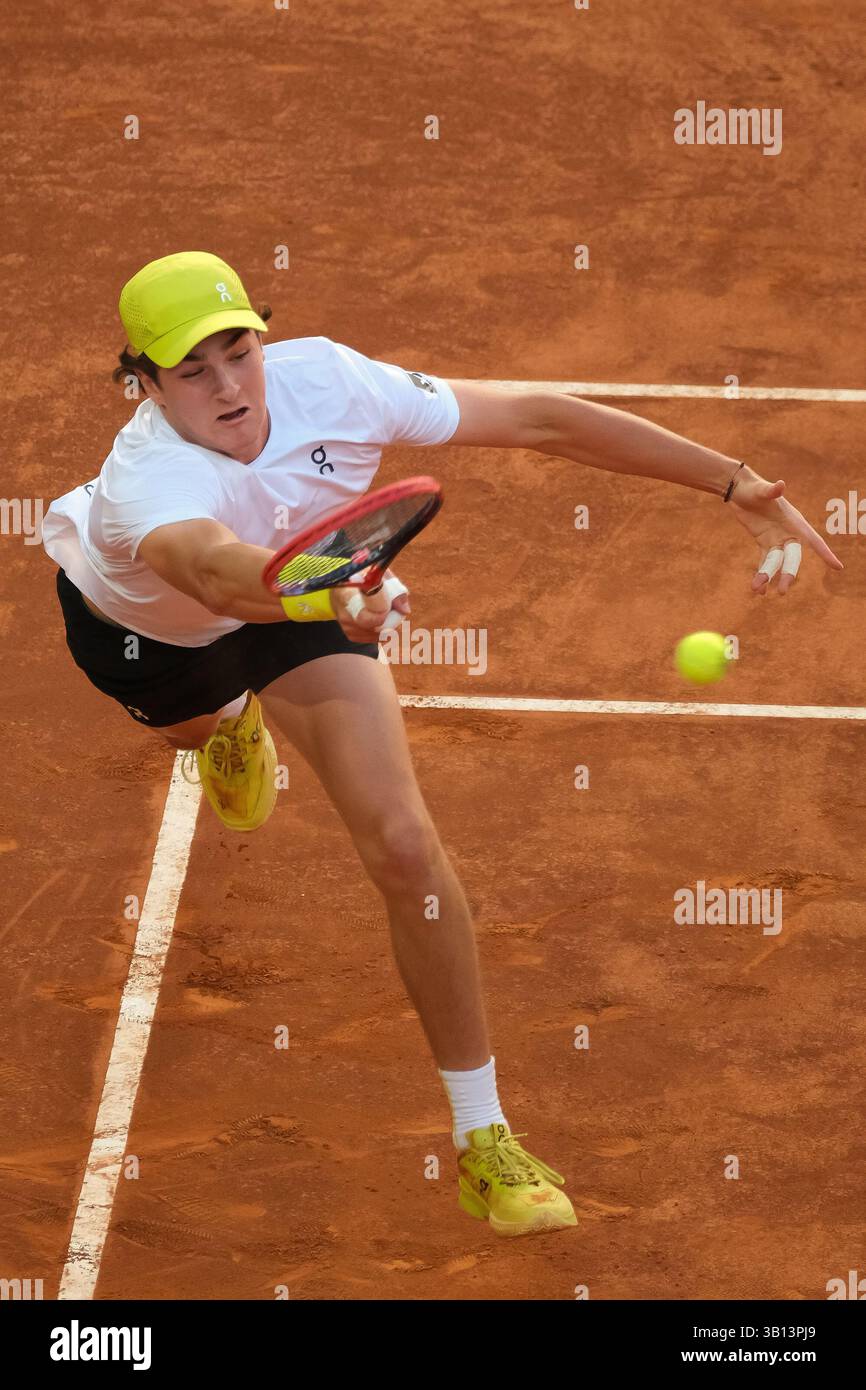 Joao Fonseca of Brazil in action against Elmer Moller the Mutua Madrid ...