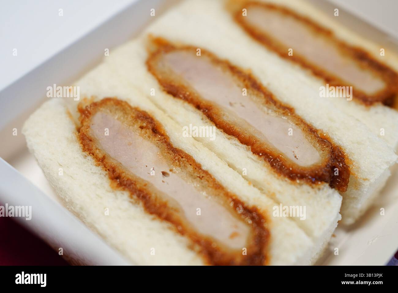 Katsu sandwich for take-out in a paper box, Cutlets (mainly pork ...