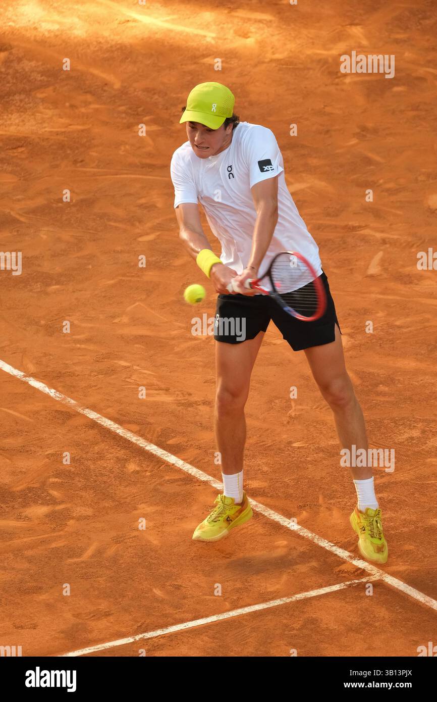 Joao Fonseca of Brazil in action against Elmer Moller the Mutua Madrid ...