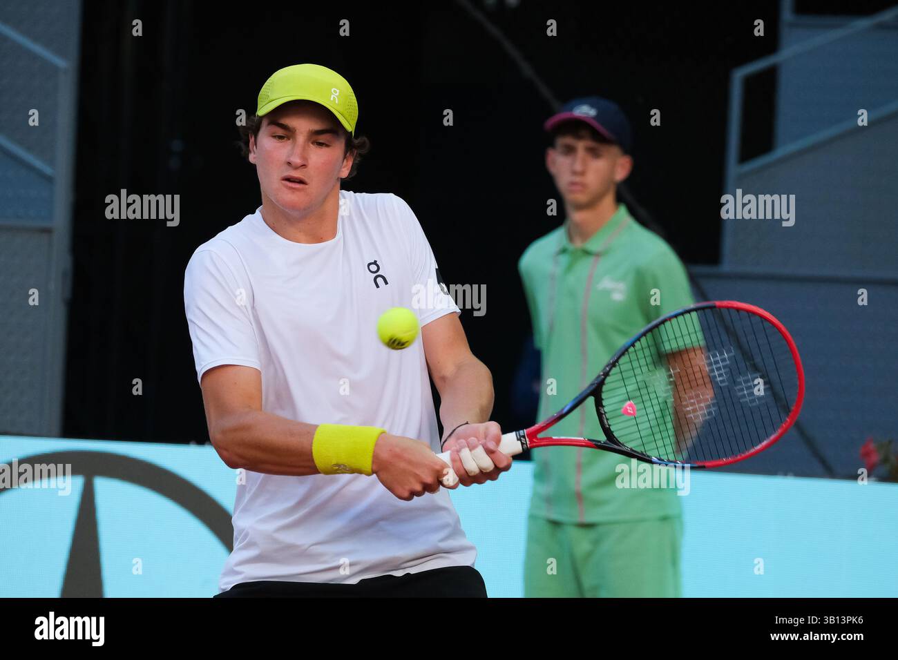 Joao Fonseca of Brazil in action against Elmer Moller the Mutua Madrid ...