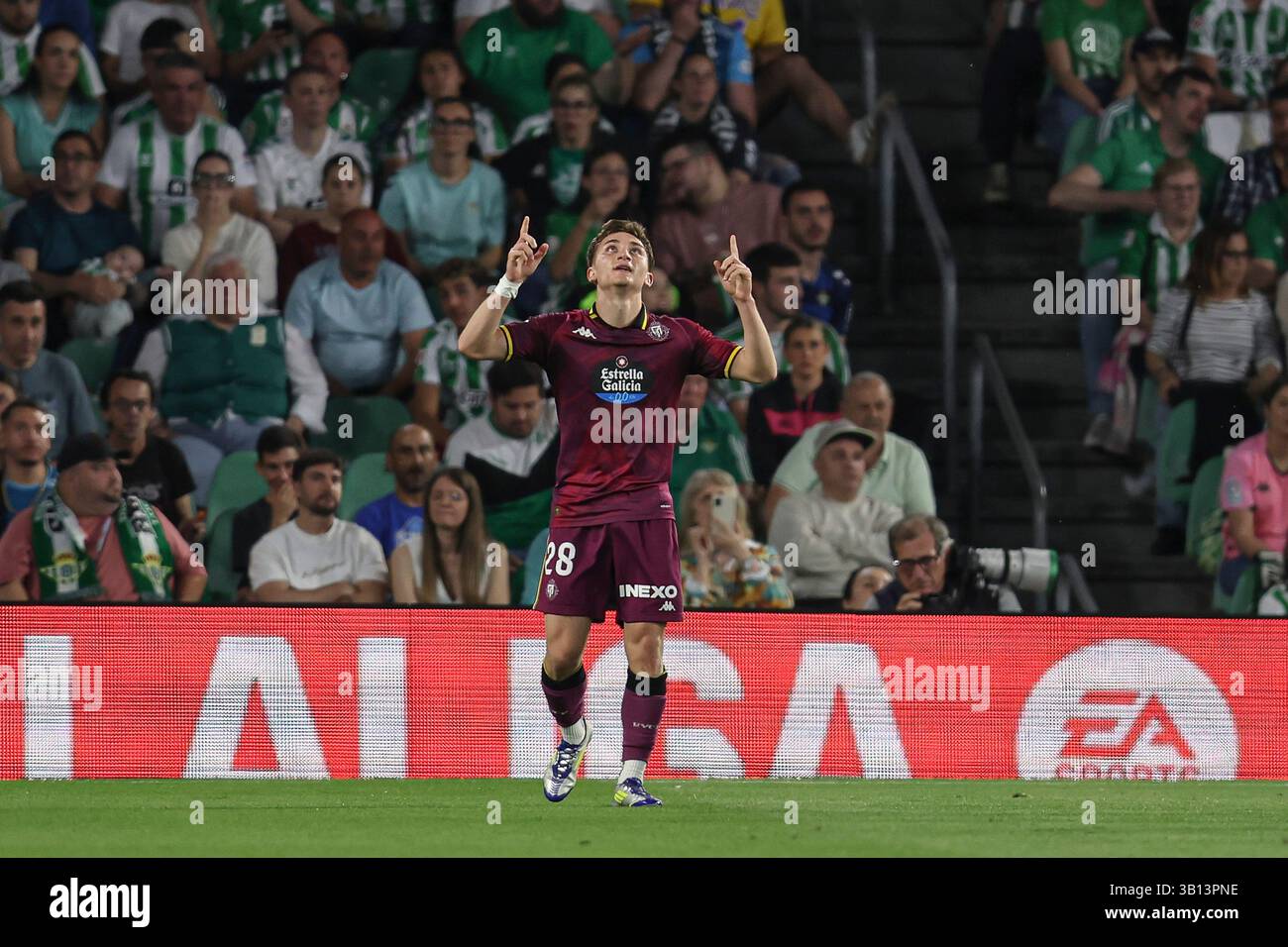 Sevilla, Spain. 24th Apr, 2025. Chuki of Real Valladolid celebrates ...