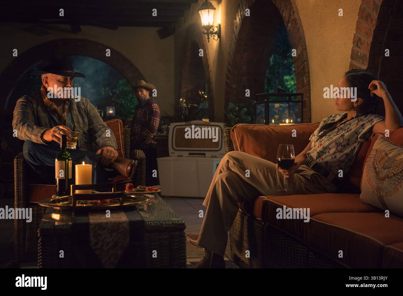 Anthony Michael Hall, Mark Webbe, Jessica Alba, "Trigger Warning" (2024). Photo credit: Ursula ...