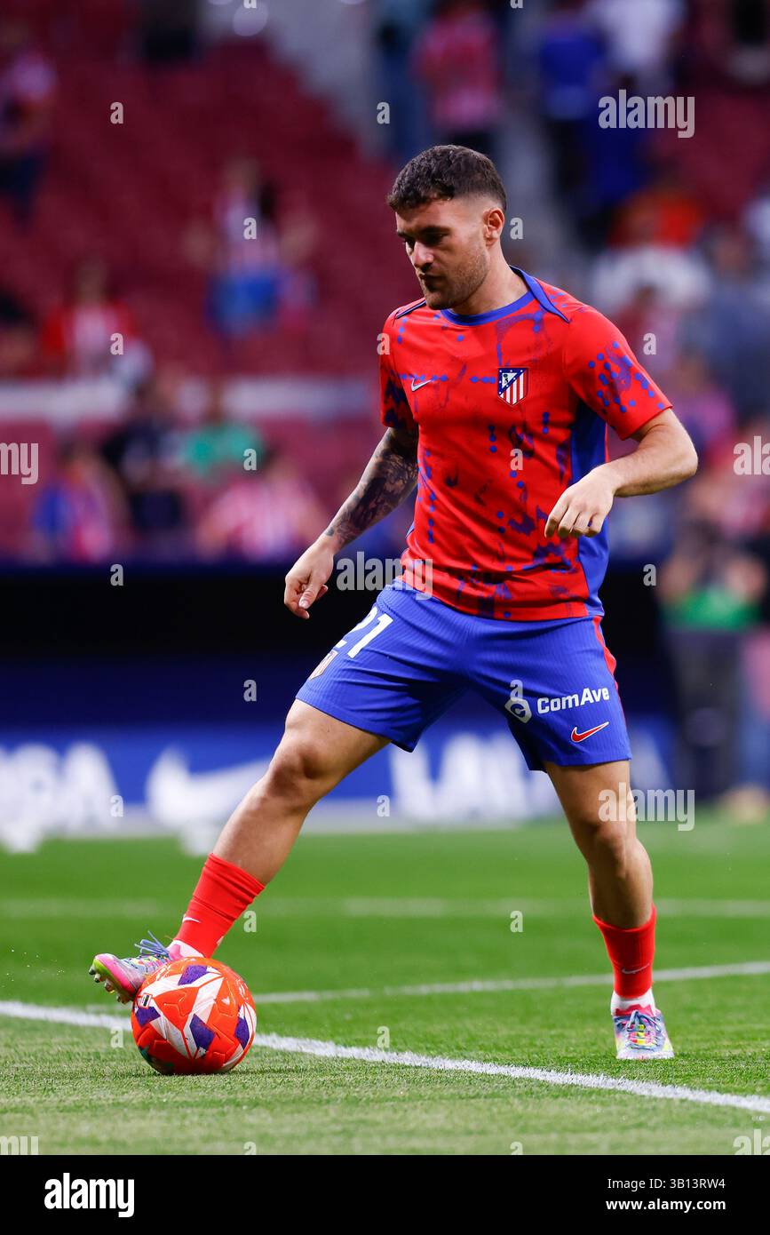 Javi Galan of Atletico de Madrid warms up during the Spanish League ...