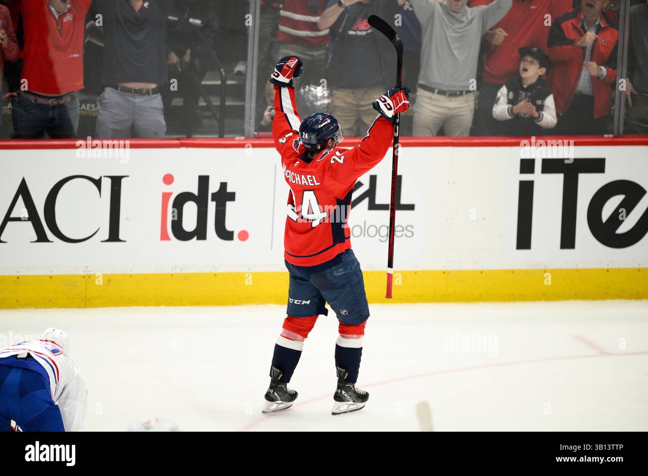 Washington Capitals center Connor McMichael (24) celebrates his goal in ...