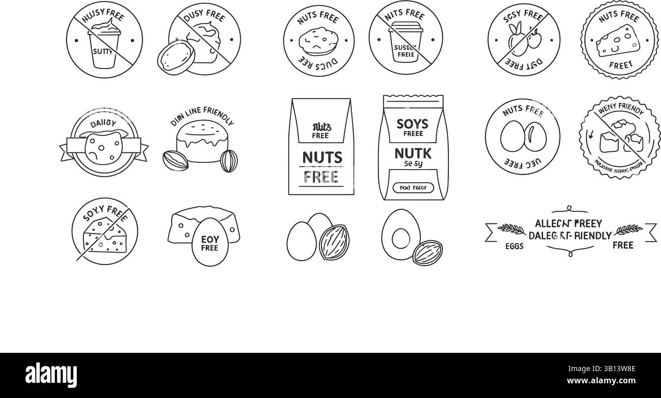 Icons and Labels for Food Allergies and Dietary Restrictions – Vector ...