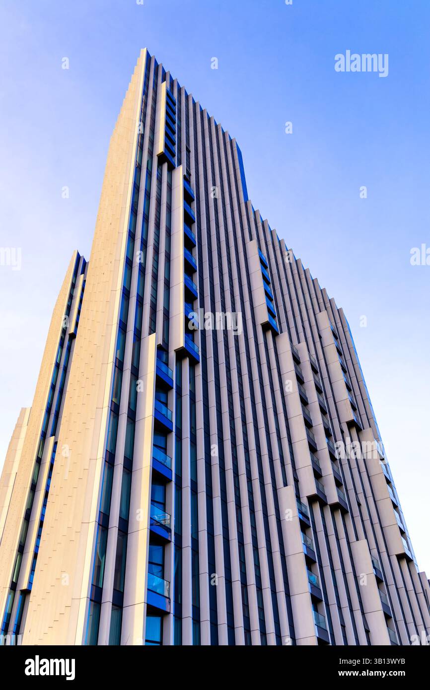 Upper Riverside tower blocks in North Greenwich, London, England Stock ...