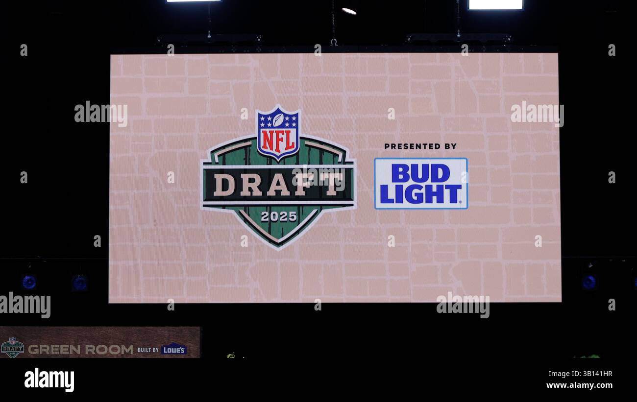 Signage at the NFL Draft, Thursday, April 24, 2025, in Green Bay, Wis ...
