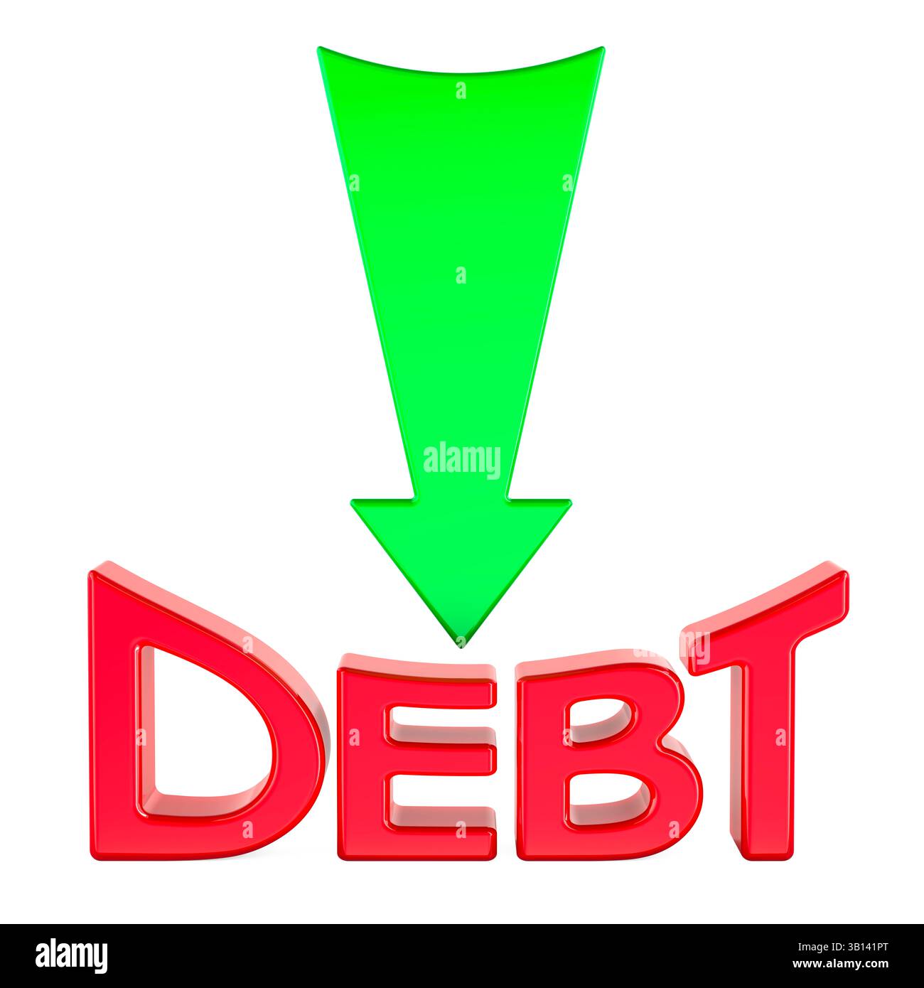 Debt Reduction, concept. 3D rendering isolated on white background ...