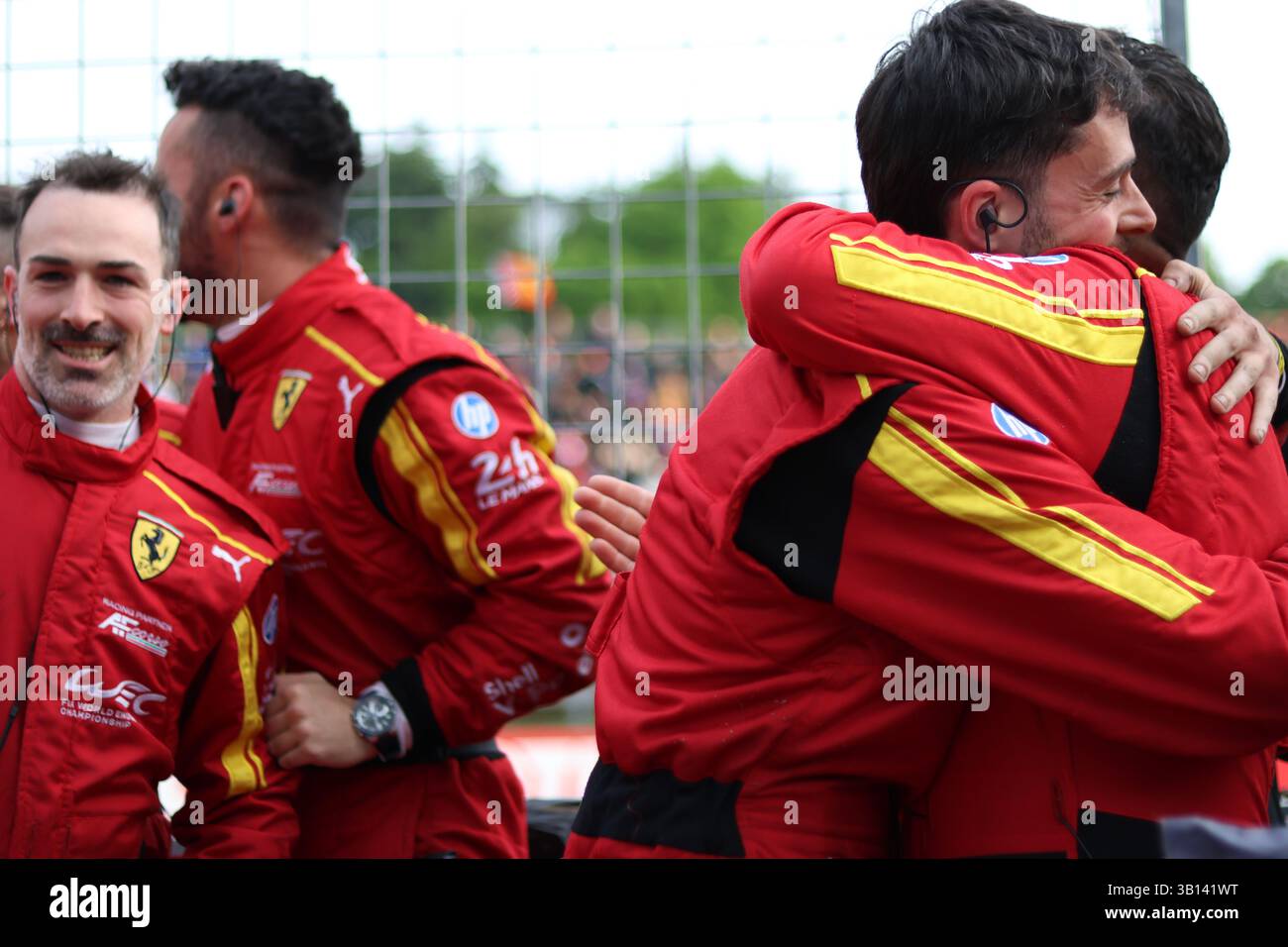 Imola, Italy. 20th Apr, 2025. Members of the FERRARI AF CORSE team ...