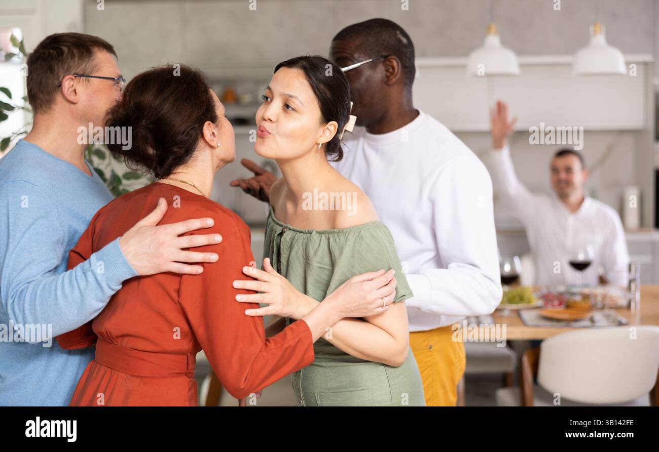 Group hug friends caucasian family hi-res stock photography and images ...