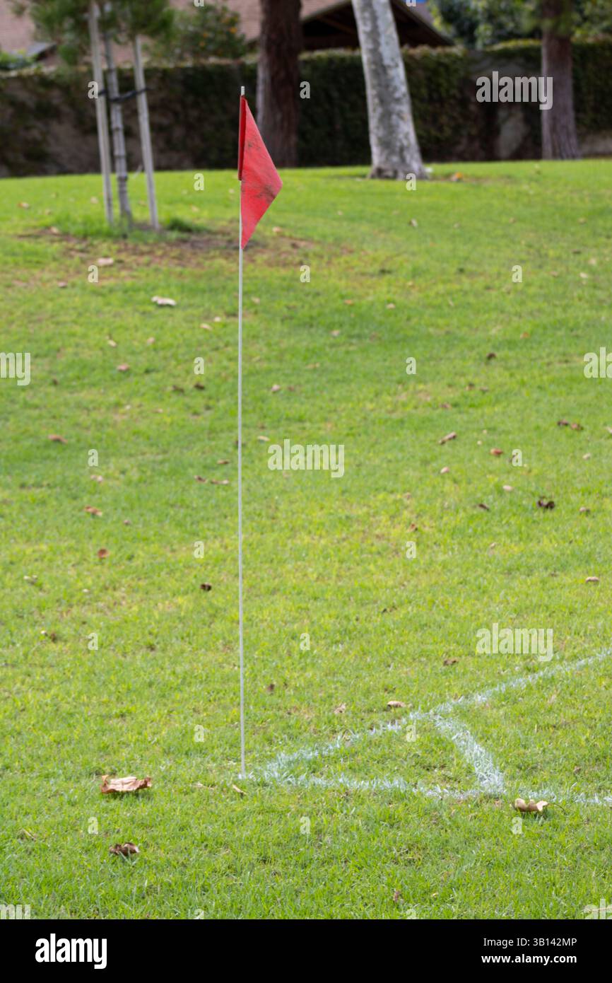 soccer field flag at corner Stock Photo - Alamy