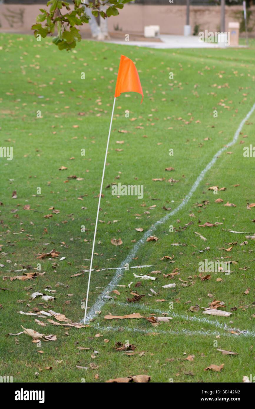 soccer field flag at corner Stock Photo - Alamy